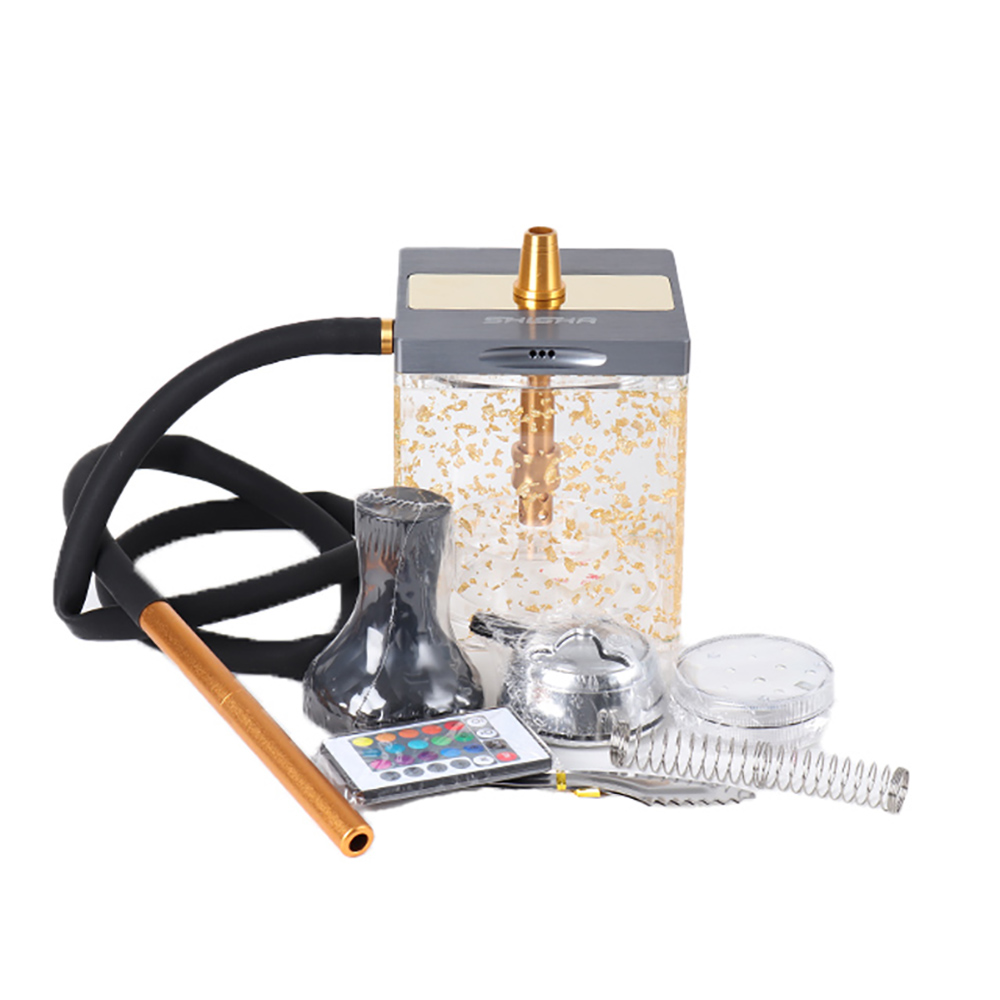 Square Acrylic Shisha Hookah Set with LED Light 1xHose 17cm | Shosha AU