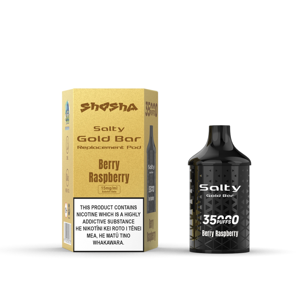 Berry Raspberry -Salty GOLD Bar Replacement Pod 15mg/mL - Vape | Shosha AU